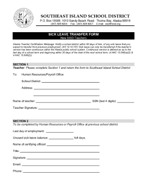 Fillable Online SISD Sick Leave Transfer Form - new teachers Fax Email ...