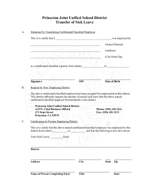 Fillable Online employees.losrios.edulrccdemployeeSICK LEAVE TRANSFER ...