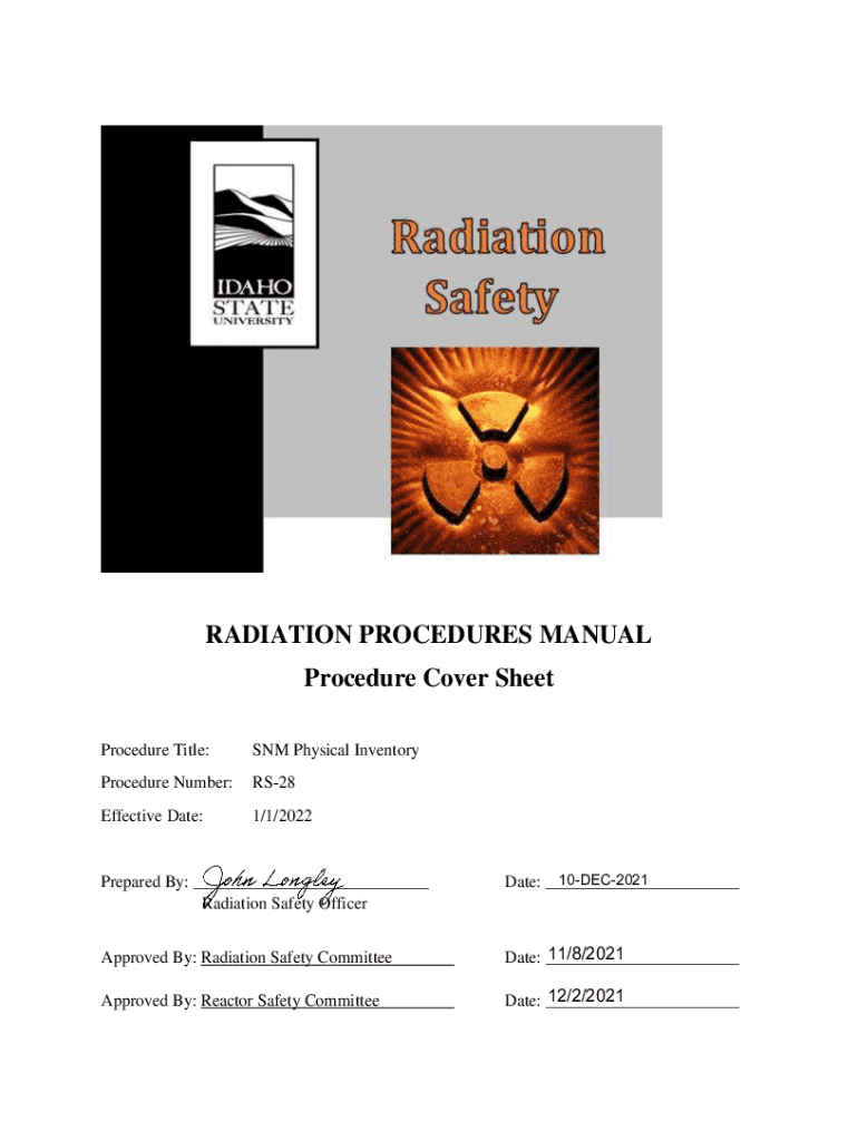 Fillable Online www.isu.edumedialibrariesRADIATION PROCEDURES MANUAL ...