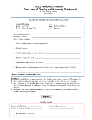 Fillable Online ACCESSORY STRUCTURE APPLICATION - Revize Fax Email ...