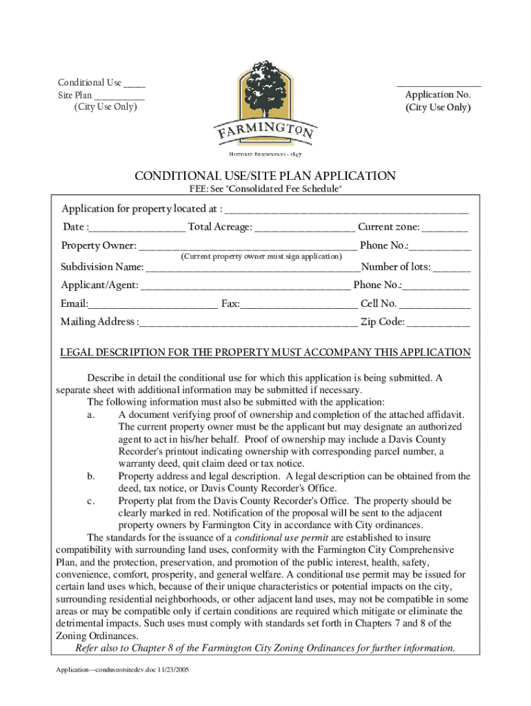 Fillable Online CONDITIONAL USE WITH SITE DEVELOPMENT PLAN APPLICATION PROCESS AND ... Fax Email ...