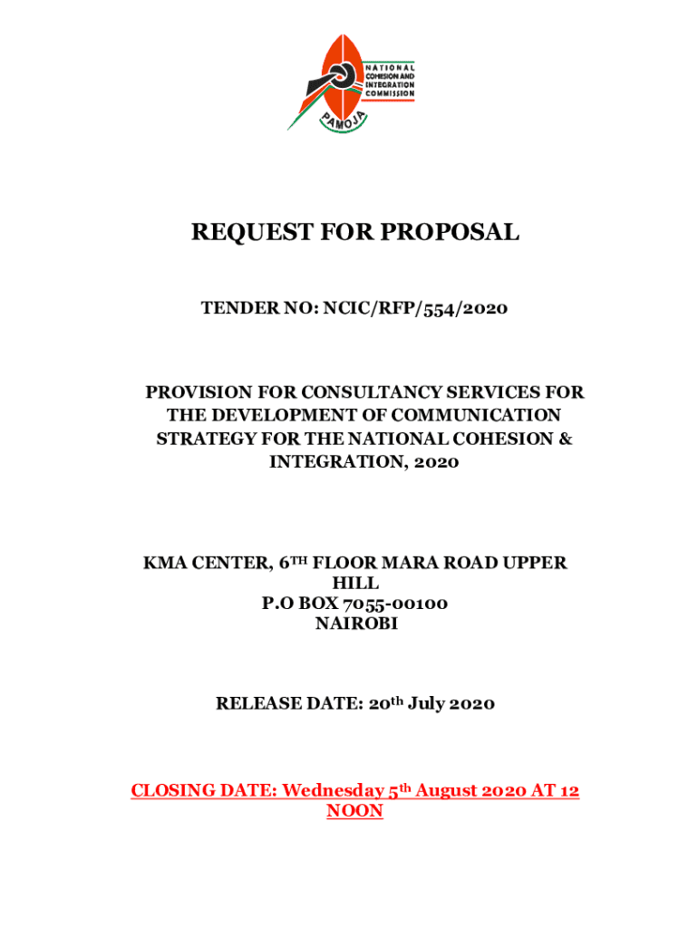 Fillable Online cohesion or tender.co.ketenderrequest-for-proposal-rfp ...