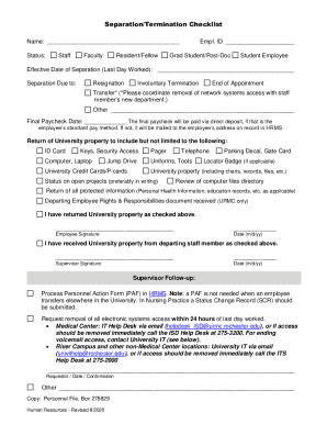 Fillable Online Separation/Termination Checklist Fax Email Print ...