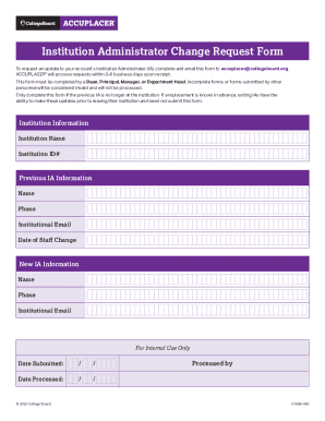 Fillable Online Institution Administrator Change Request Form Fax Email Print - pdfFiller