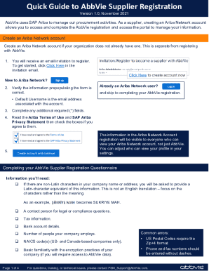 Fillable Online Quick Guide to AbbVie Supplier Registration Fax Email Print - pdfFiller
