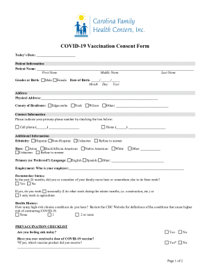 Fillable Online COVID-19 VACCINE SCREENING AND CONSENT FORM Pfizer ...