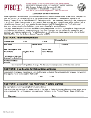 Fillable Online Retired License and Fees - FORM RS1 - Application for ...
