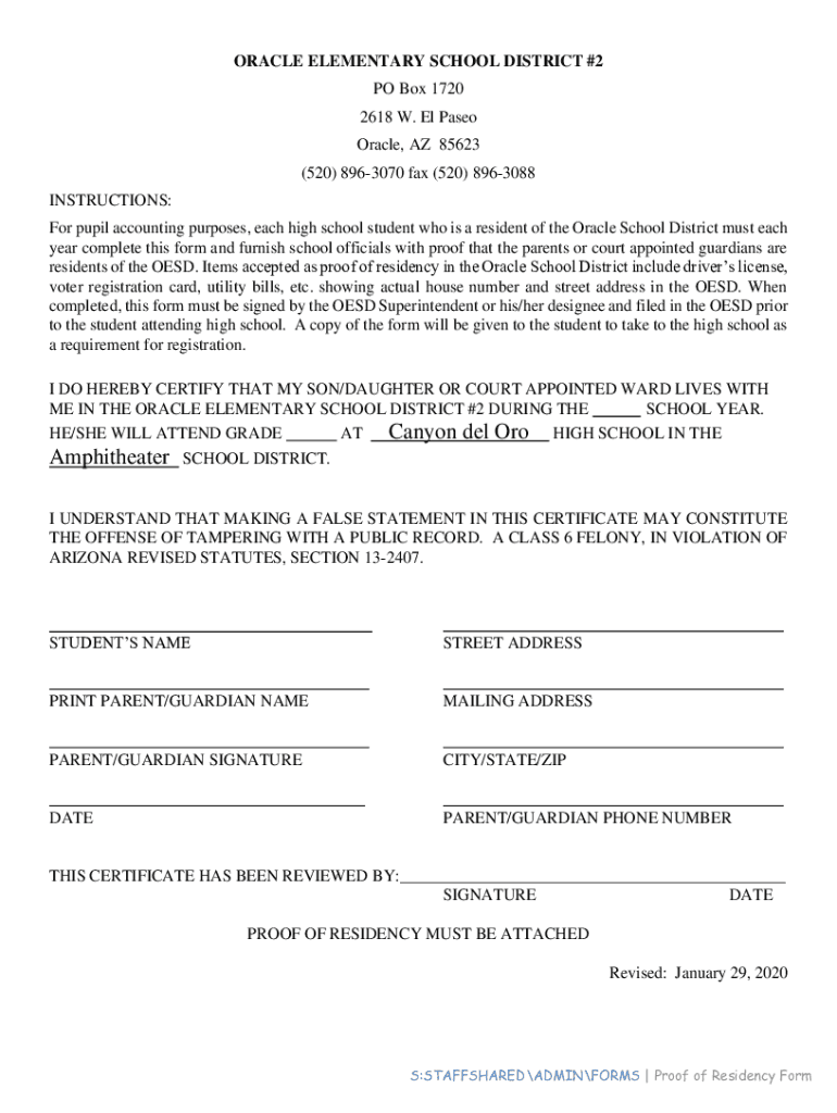 Fillable Online S. Proof of Residency Form Fax Email Print - pdfFiller