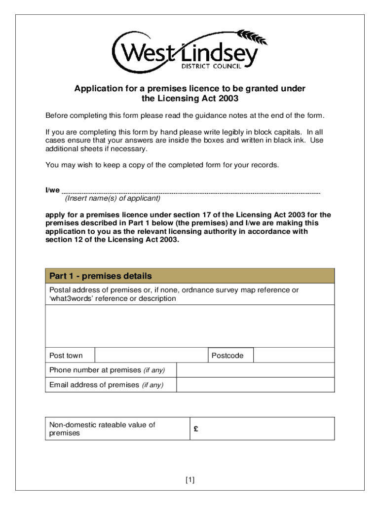 Fillable Online Application for a new premises licence, including DPS ...