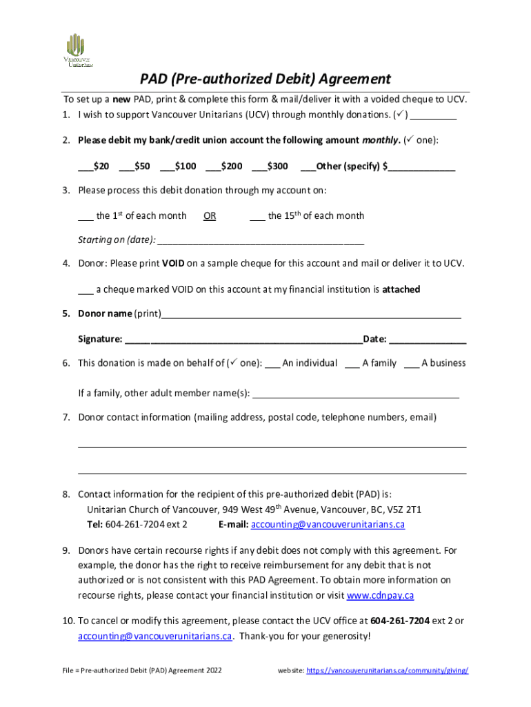 Fillable Online rogersbank.comRogersBankPreAuthorizedDebitPre-Authorized Debit (PAD) Agreement ...