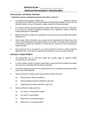 Fillable Online Renovations: Information & Application Form - Strata Republic Fax Email Print ...