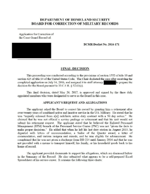 Fillable Online boards law af Coast Guard Board of the Correction of ...
