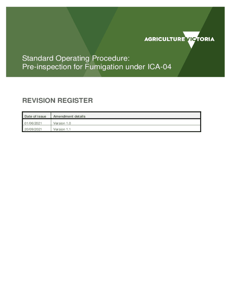 Fillable Online Standard Operating Procedure: Pre-inspection for ...
