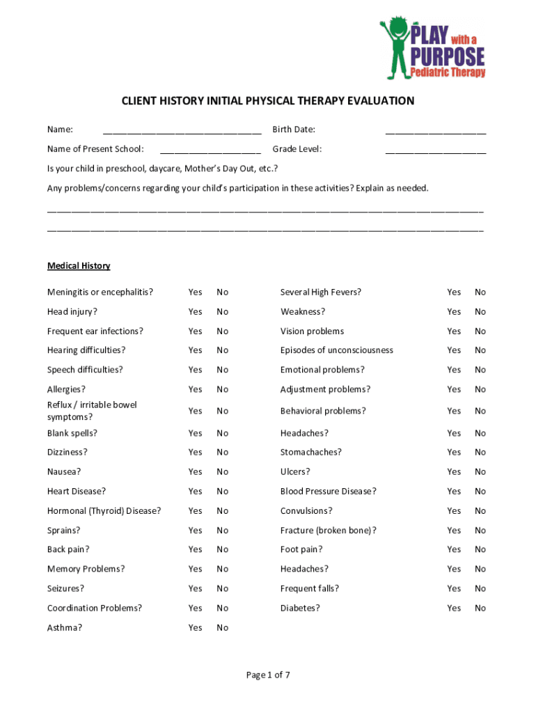 Fillable Online Physical Therapy Evaluations: How to Write a Physical ...