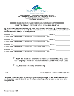 Fillable Online Lot Combination Zoning Approval Fax Email Print - pdfFiller