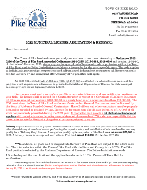 Fillable Online 2022 MUNICIPAL LICENSE APPLICATION & RENEWAL - Pike ...