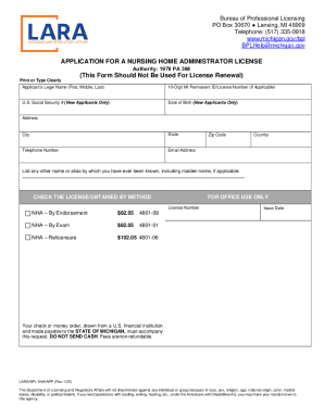 Fillable Online Application for a Nursing Home Administrator License ...