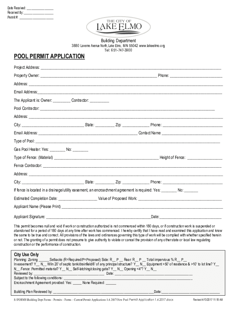 Fillable Online cms8.revize.com revize lakeelmomnNew Pool Permit Application - City of Lake Elmo ...