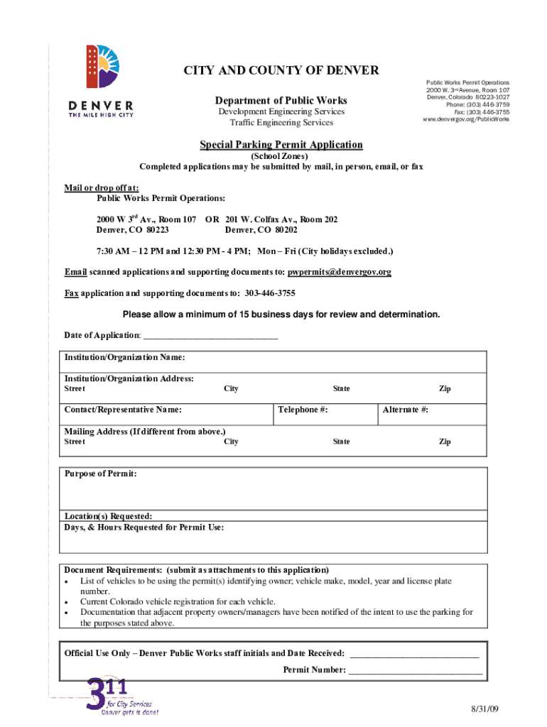 Fillable Online denvergov.orgDocumentsRight-of-Way-PermitsRight of Way ...