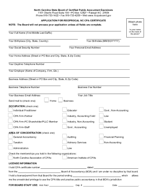 Fillable Online Application Package for Reciprocal NC CPA Certificate ...
