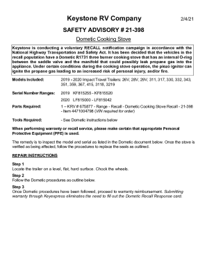 Fillable Online PA RV DEALERRV SALES, SERVICE & PARTSPAWarranty ...