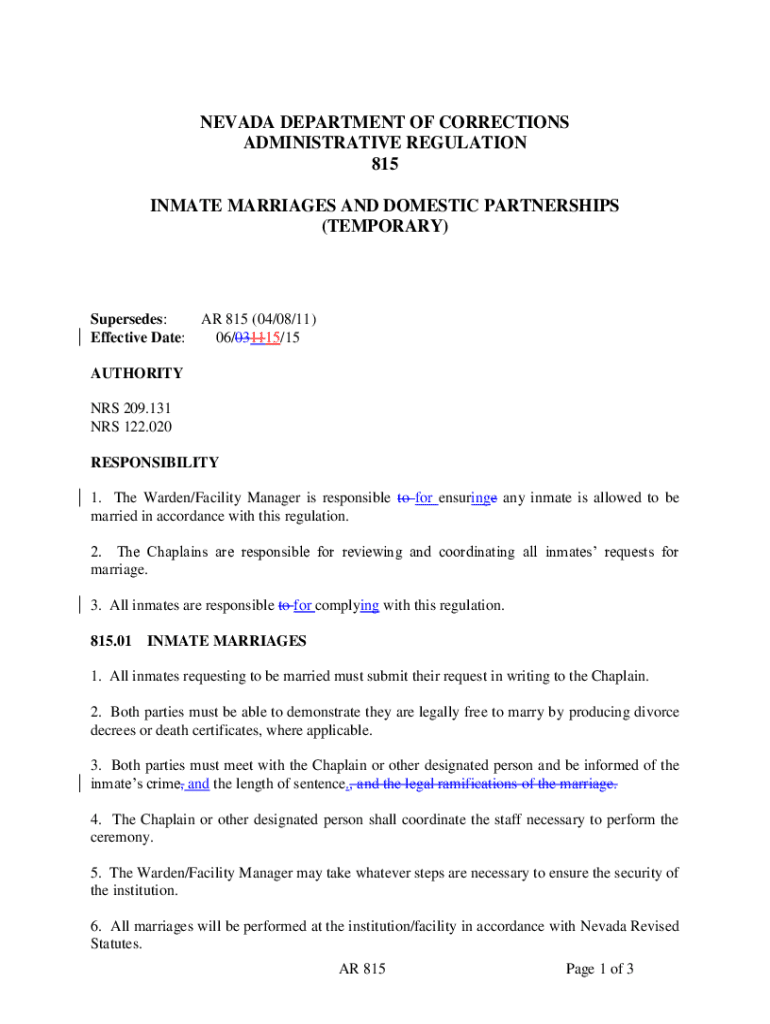 Fillable Online doc nv nevada department of corrections administrative ...