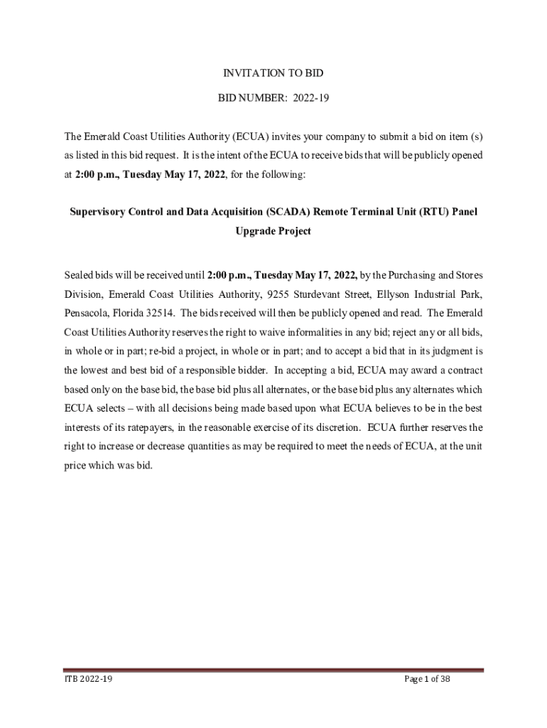Fillable Online 2022-19 The Emerald Coast Utilities Authority (ECUA ...