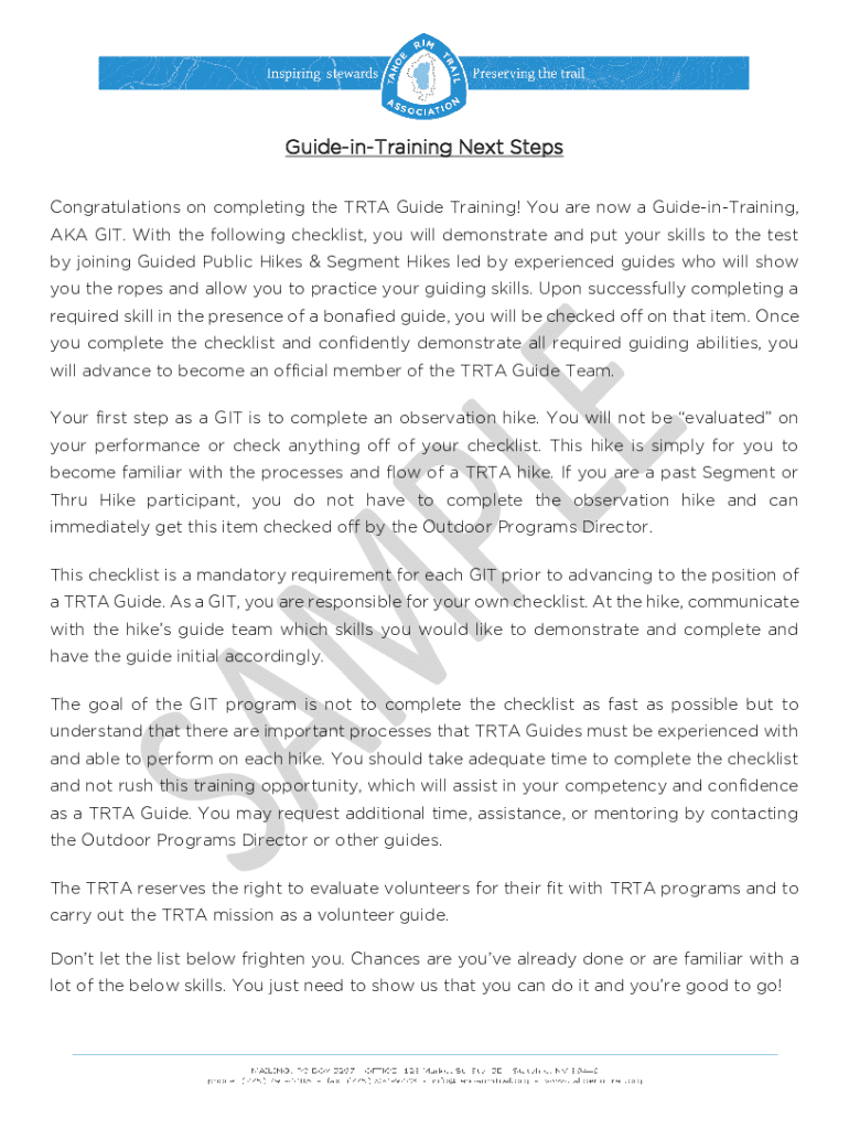 Fillable Online Guide in Training Checklist- Sample Fax Email Print ...