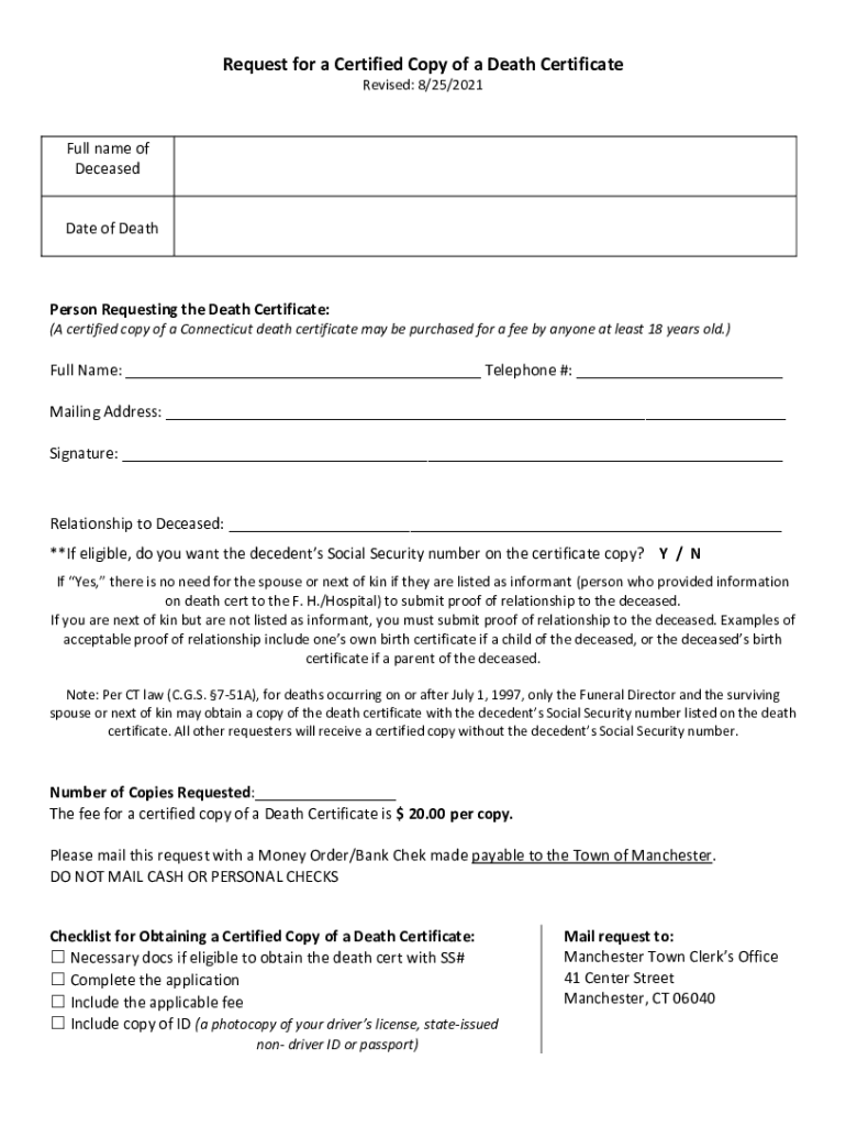 Fillable Online www.oldsaybrookct.gov town-clerk filesRequest For ...