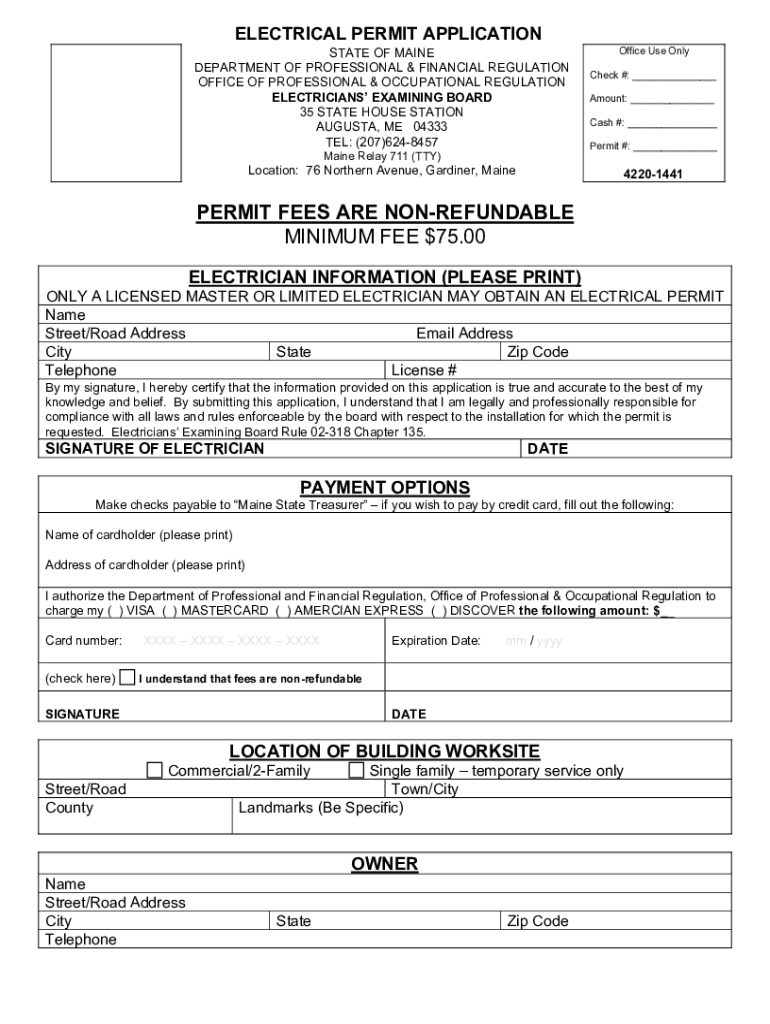 Fillable Online formspal.comothermaine-electrical-permit-formMaine ...