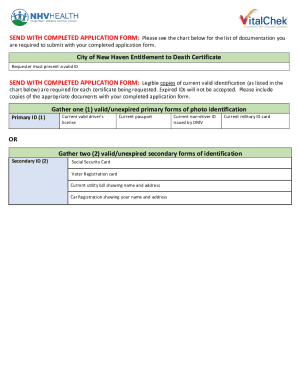 Fillable Online City of New Haven Entitlement to Death Certificate ...