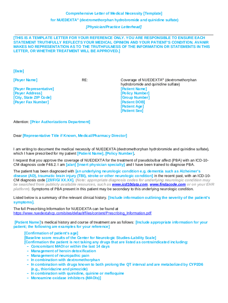 Comprehensive Letter of Medical Necessity Template for . Comprehensive ...