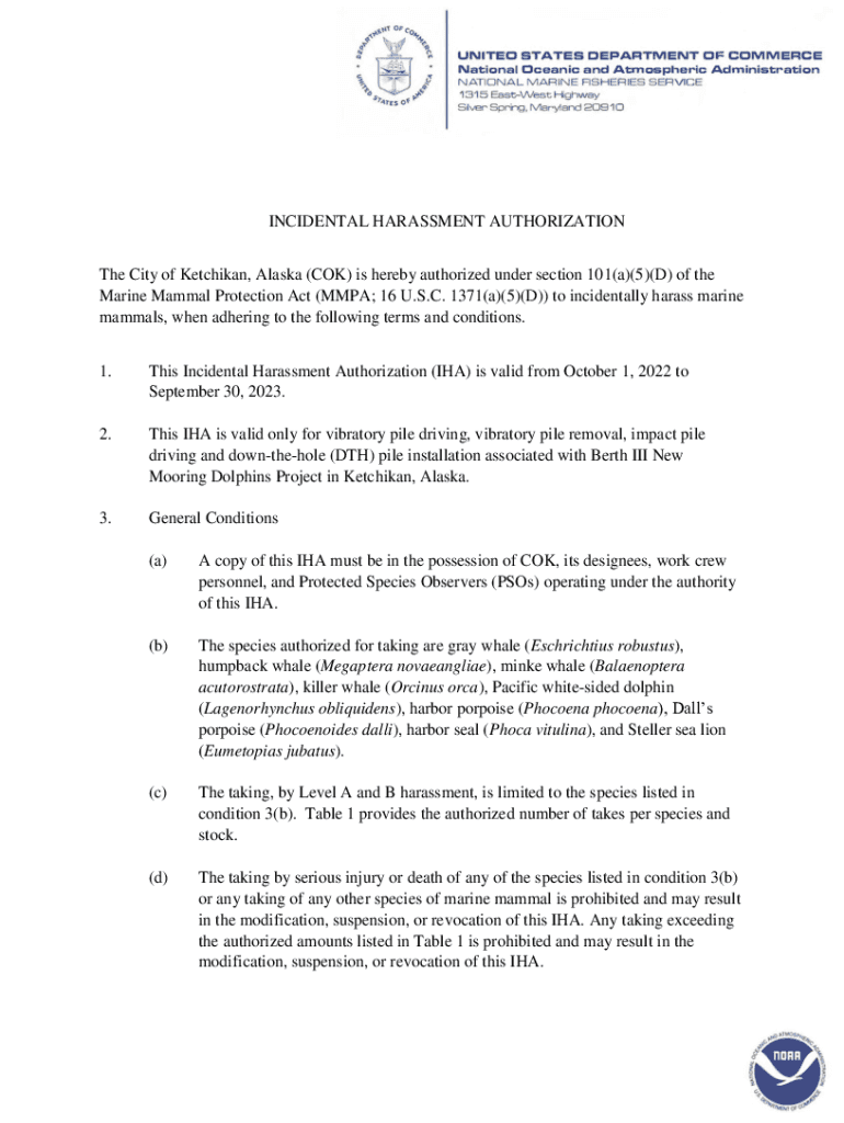 Fillable Online media.fisheries.noaa.govdam-migrationihadraftDRAFT INCIDENTAL HARASSMENT ...