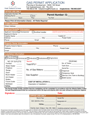 Fillable Online Fillable Online Gas Permit Application - Fort ...