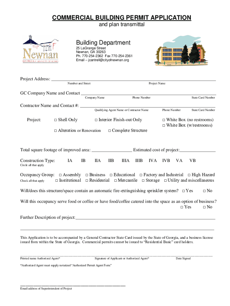 Fillable Online cms2files.revize.comnewnangadocumentcenterCOMMERCIAL BUILDING PERMIT APPLICATION ...
