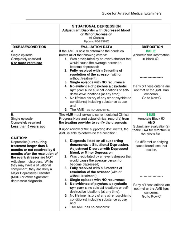 Fillable Online Guide for Aviation Medical Examiners SITUATIONAL ...
