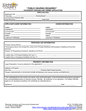 Fillable Online ADU Permit- Application Form - Public Hearing Fax Email ...