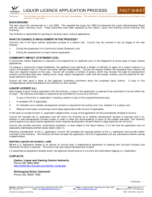 Fillable Online Liquor Licence Application Process. Forms;Fact Sheets ...