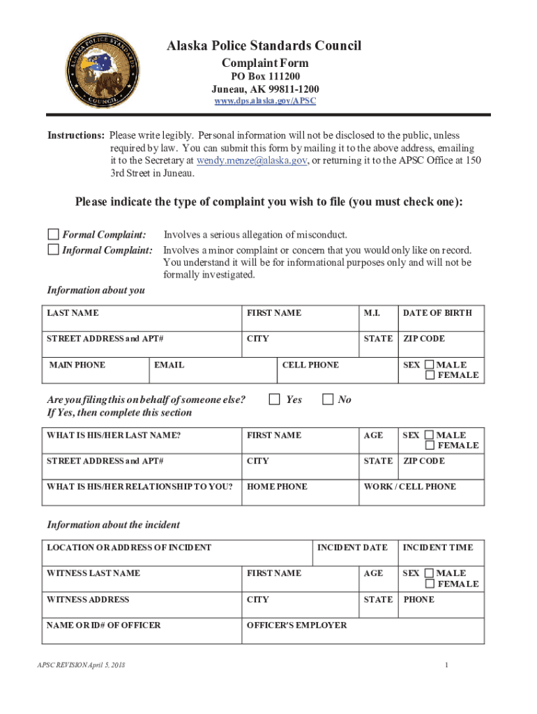 Fillable Online Citizen Complaint Form Fax Email Print - pdfFiller