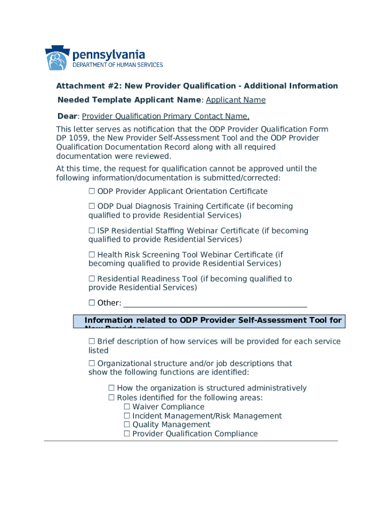 ODP Provider Qualifications - Department of Human Services Doc Template ...