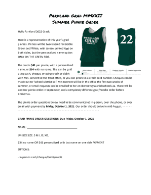 Fillable Online Grad Pinnie 2022 Order Form Fax Email Print - pdfFiller
