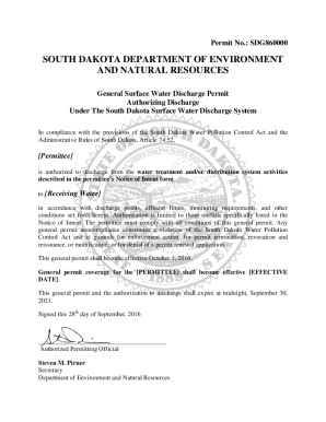 Fillable Online SD General Minor Discharge POTW SWD Permit Fax Email ...