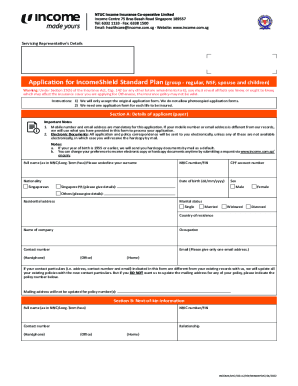Fillable Online Application for IncomeShield Standard Plan (group ...