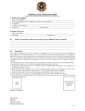 Fillable Online personal guest application form - Department of ...