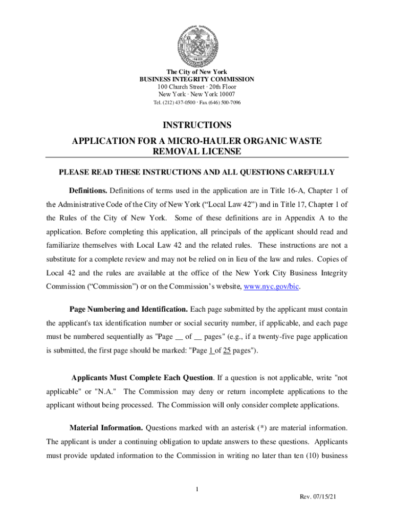 Fillable Online www1.nyc.govassetsbicThe City of New York BUSINESS ...