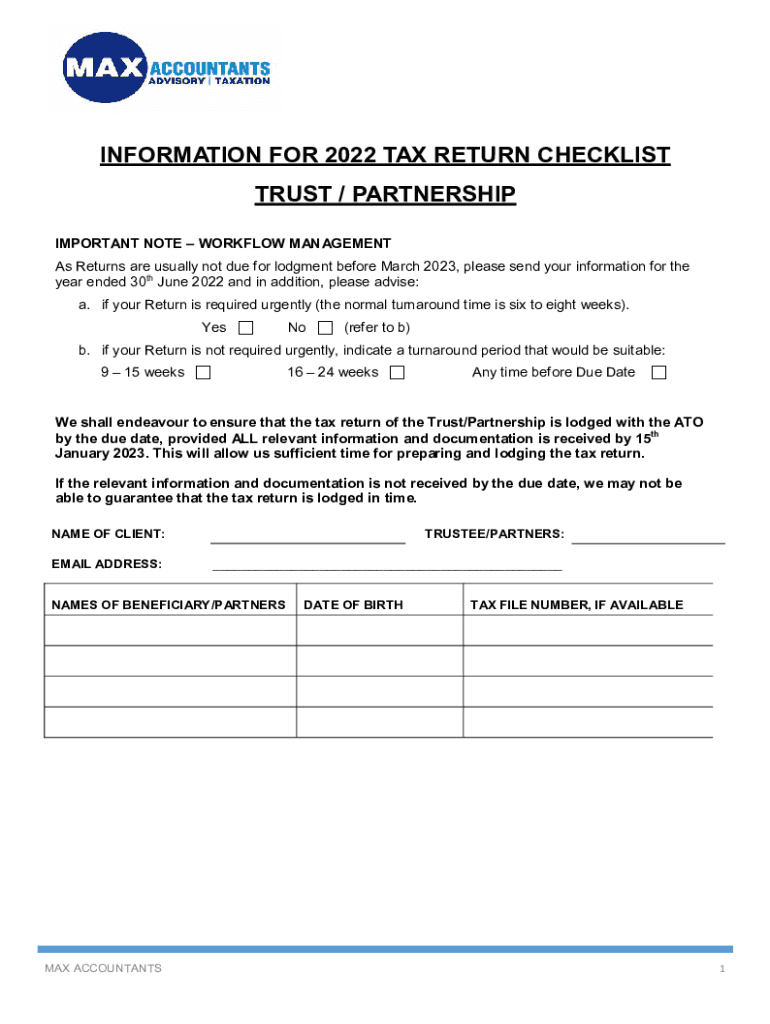 Fillable Online dennehycpa.compartnership-tax-return-checklistSimple 5 ...