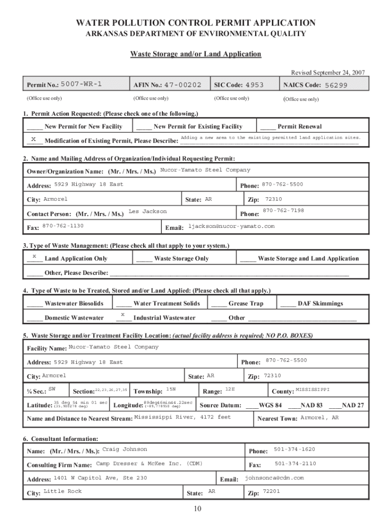 Fillable Online www.adeq.state.ar.uswaterpermitsGeneral Stormwater ...
