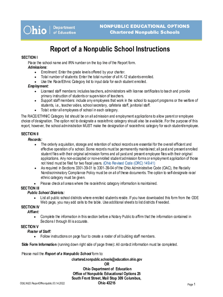Fillable Online Report of a Nonpublic School Instructions Fax Email Print - pdfFiller