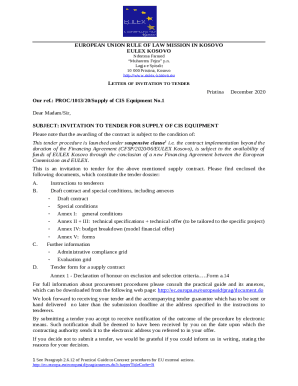 Tender Dossier (PDF) - Eulex Doc Template | pdfFiller