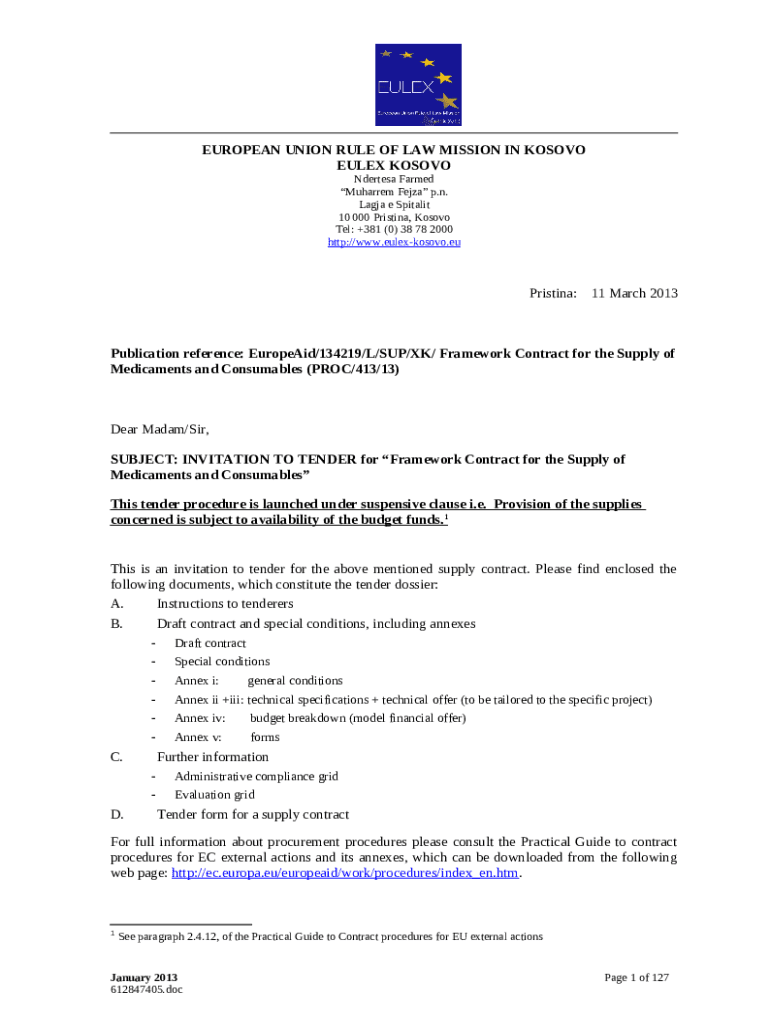INSTRUCTIONS TO TENDERERS - eulex-kosovo.eu Doc Template | pdfFiller